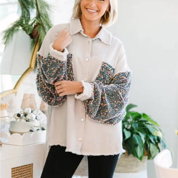 shop the mint | Jackets & Coats | Nwt Shop The Mint Womens Grey Sequin ...